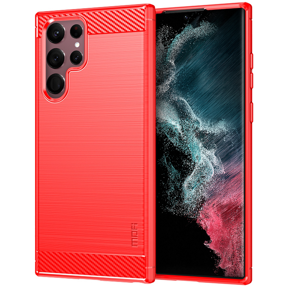 Flexi Slim Carbon Fibre Case for Samsung Galaxy S22 Ultra (Red)