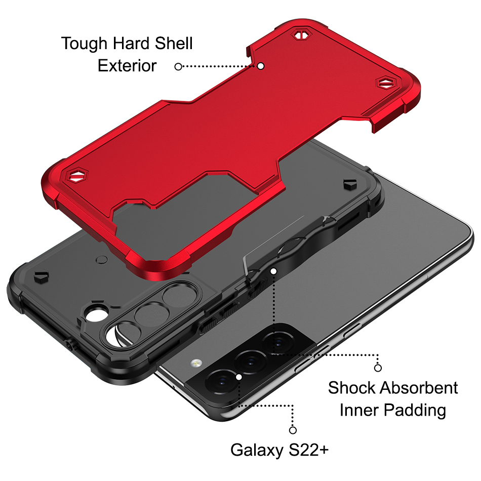 Heavy Duty Shockproof Case for Samsung Galaxy S22+ (Red)