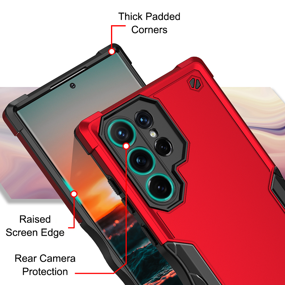 Heavy Duty Shockproof Case for Samsung Galaxy S22 Ultra (Red)