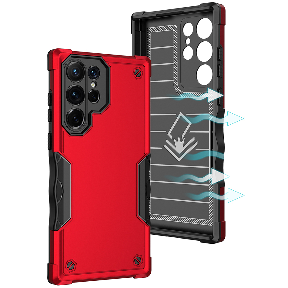 Heavy Duty Shockproof Case for Samsung Galaxy S22 Ultra (Red)