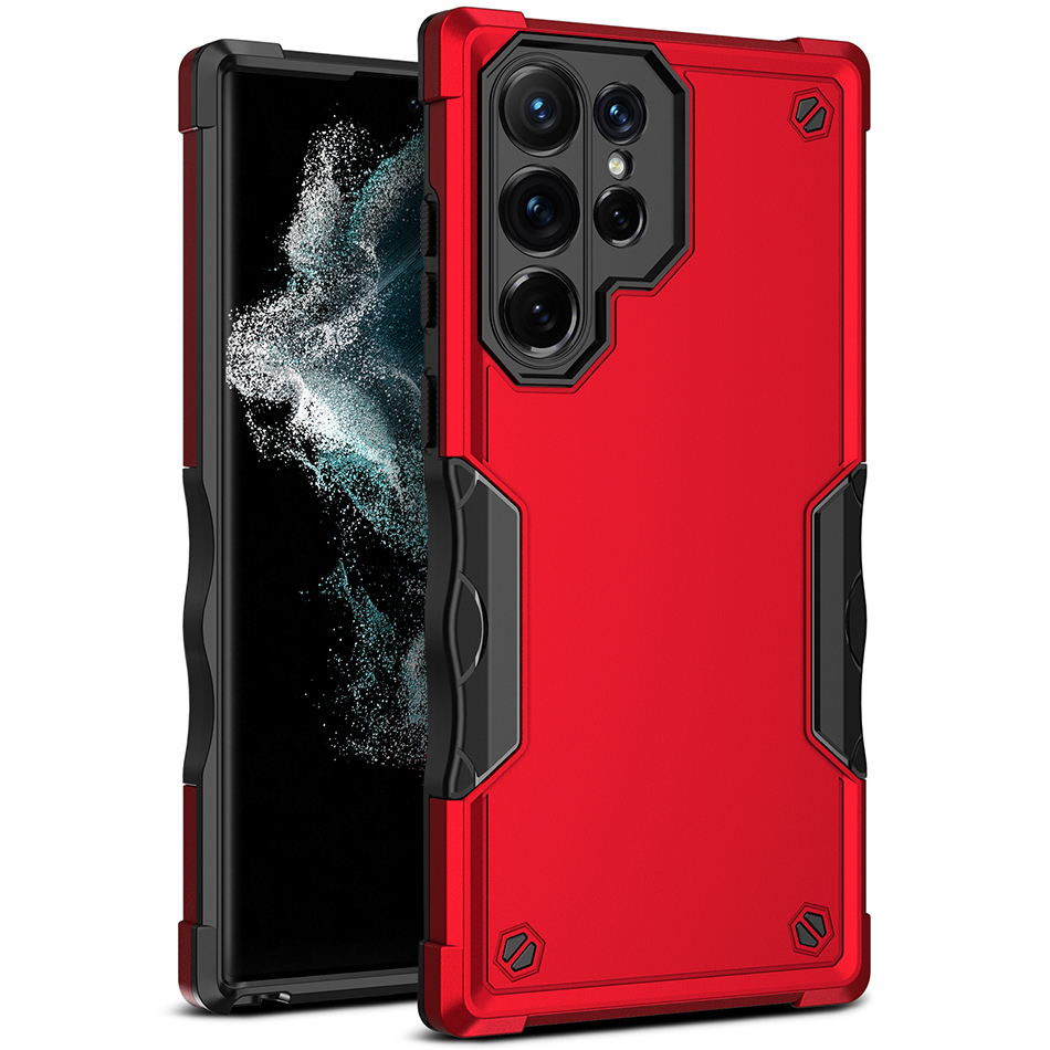 Heavy Duty Shockproof Case for Samsung Galaxy S22 Ultra (Red)