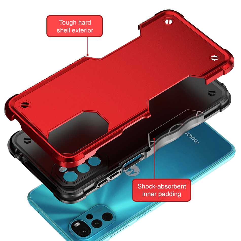 Heavy Duty Shockproof Case for Motorola Moto G22 (Red)