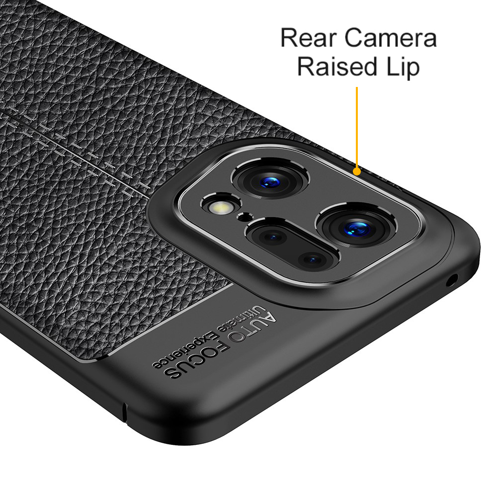 Flexi Slim Litchi Texture Case for Oppo Find X5 Pro (Black)