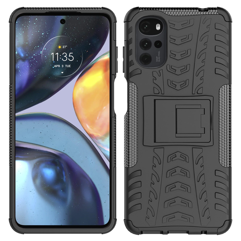 Dual Layer Rugged Tough Case for Motorola Moto G22 (Black)