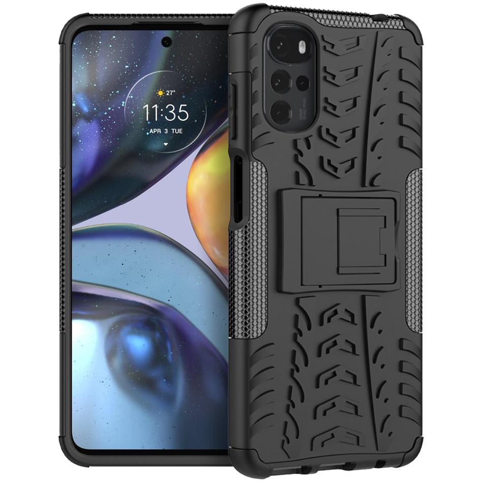 Dual Layer Rugged Tough Case for Motorola Moto G22 (Black)