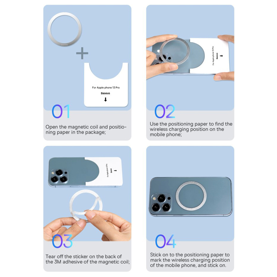 Baseus Halo MagSafe Magnetic Metal Ring Back Plate for Phone