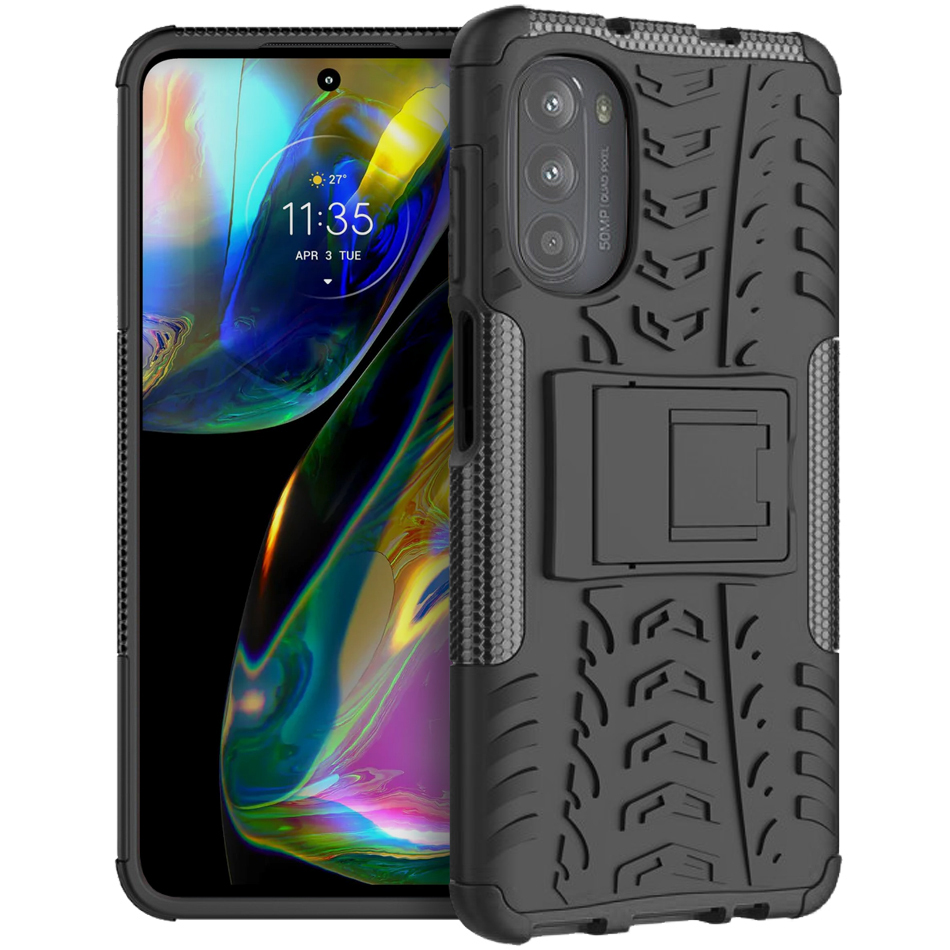 Dual Layer Rugged Tough Case for Motorola Moto G82 (Black)