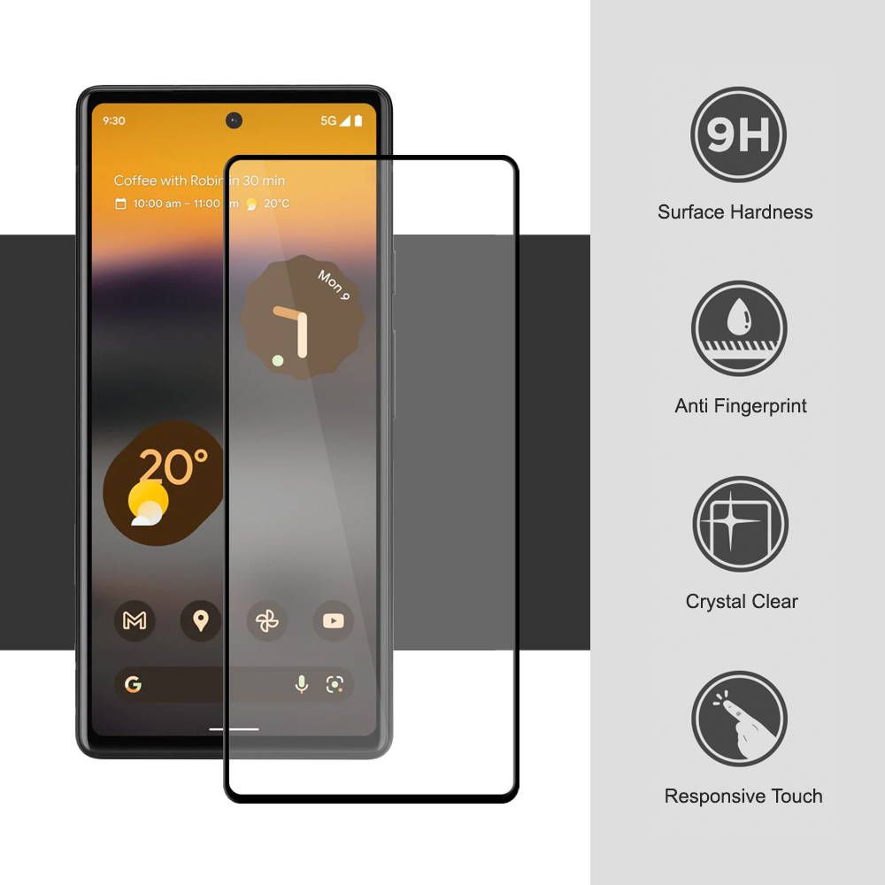 Full Coverage Tempered Glass Screen Protector for Google Pixel 6a