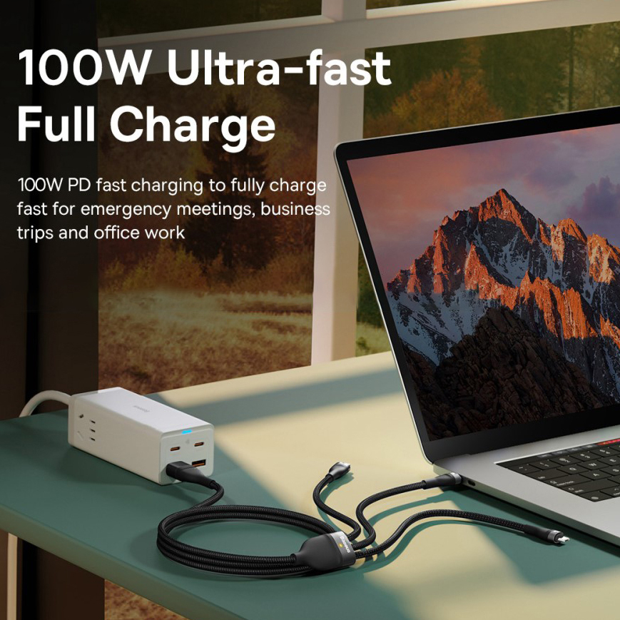 Baseus Two-for-Three 100W USB Type-C / Lightning / Micro Cable