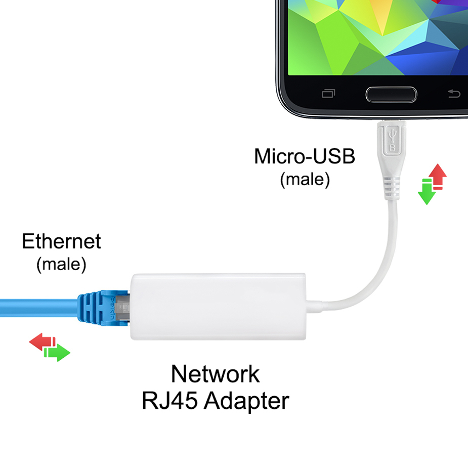 Micro-USB to RJ45 Ethernet Adapter Cable (21.5cm)