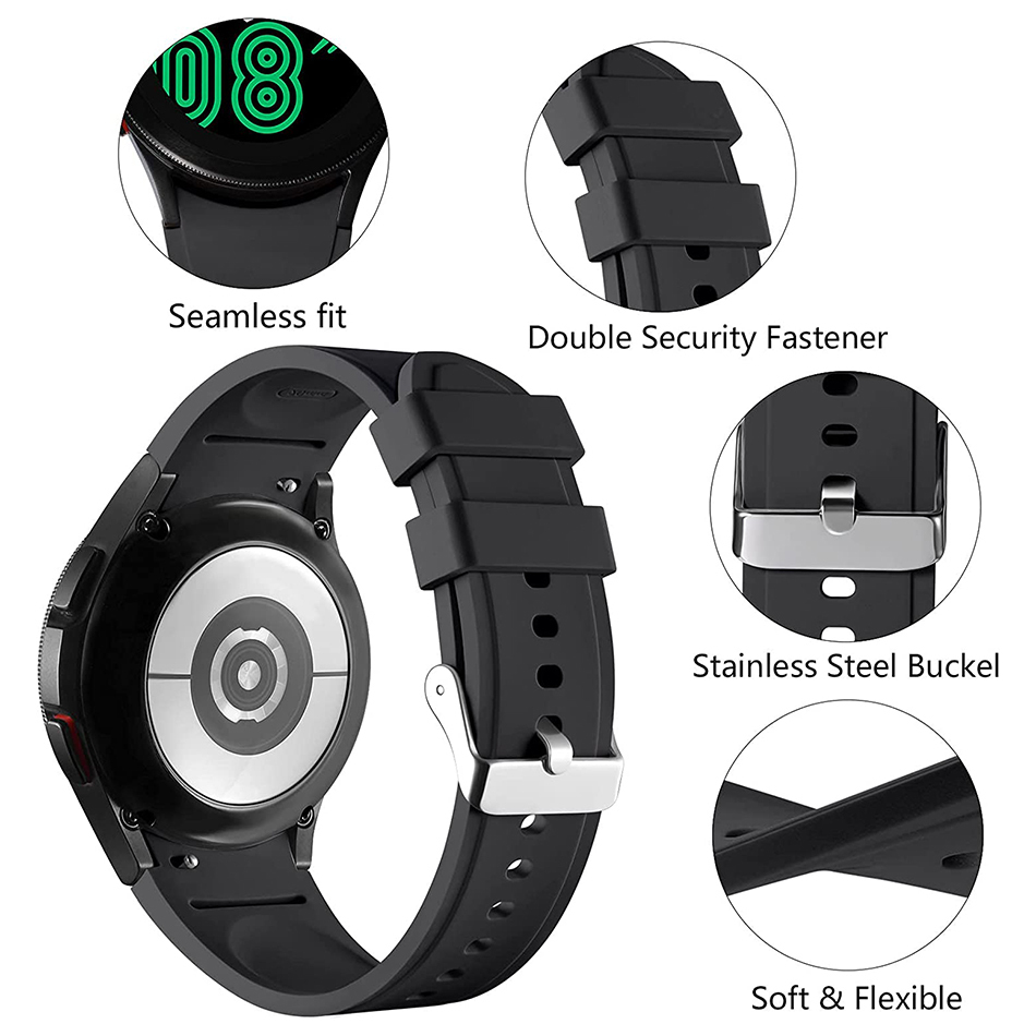 Sport Silicone Strap Band for Galaxy Watch7 / 6 / 5 Pro (Black)