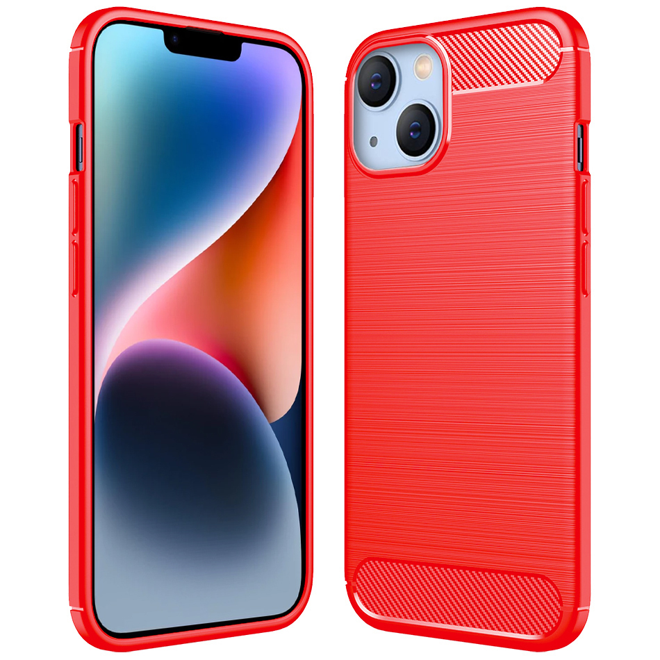 Flexi Slim Carbon Fibre Case for Apple iPhone 14 Plus (Red)