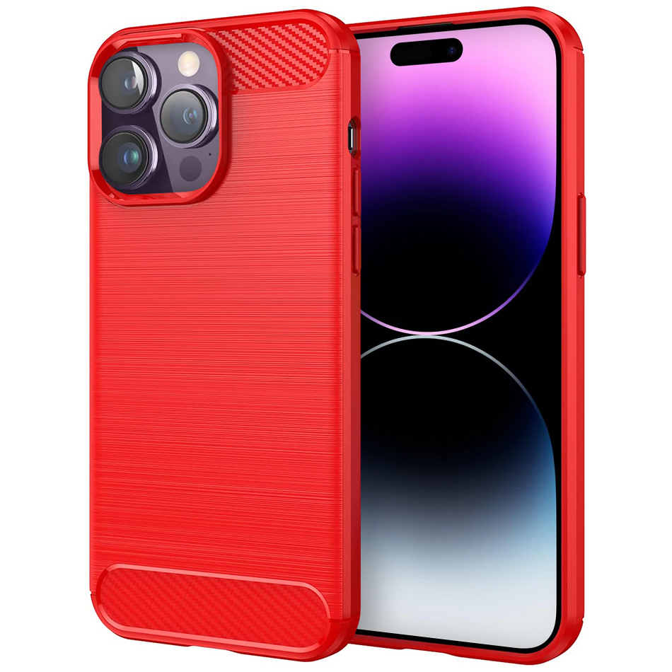 Flexi Slim Carbon Fibre Case for Apple iPhone 14 Pro Max (Red)