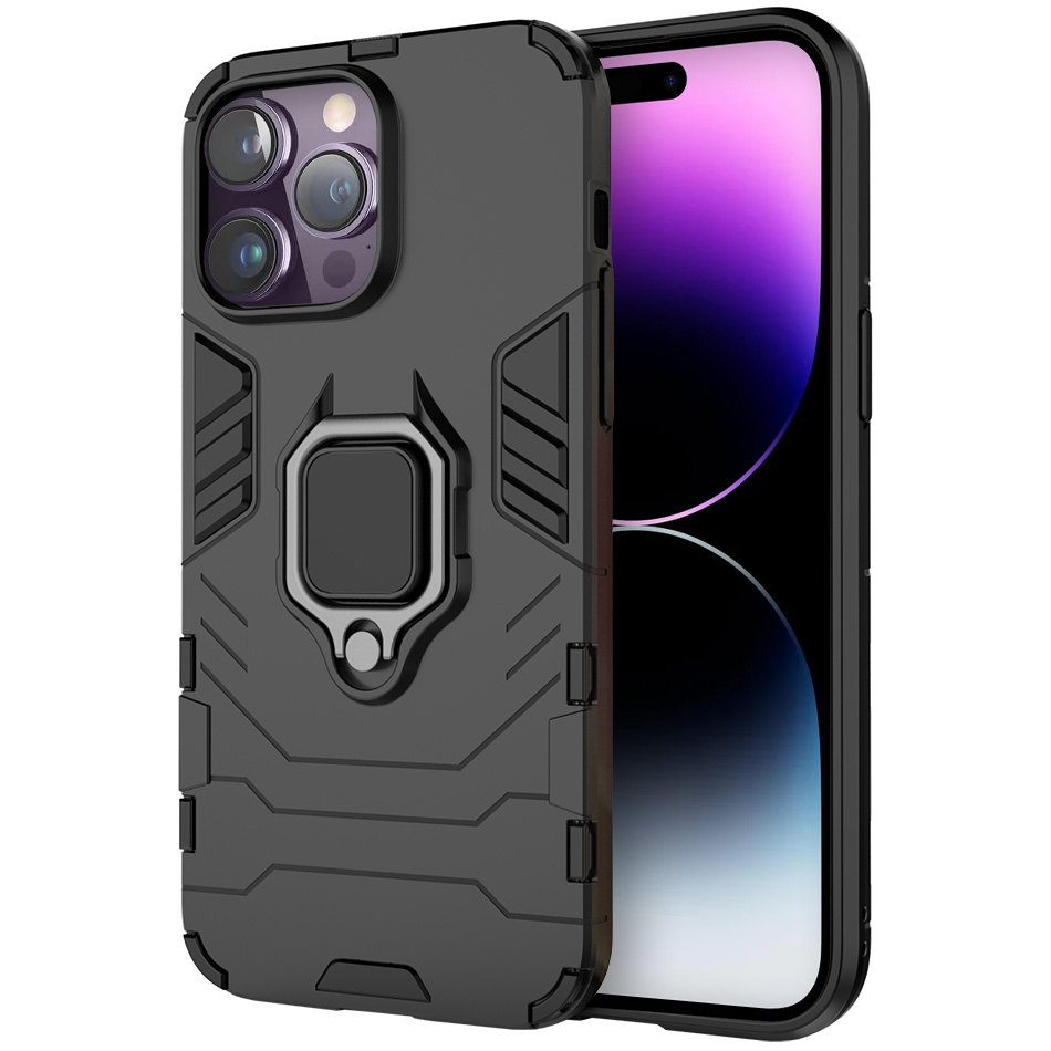 Slim Armour Case Finger Ring Holder for iPhone 14 Pro Max (Black)