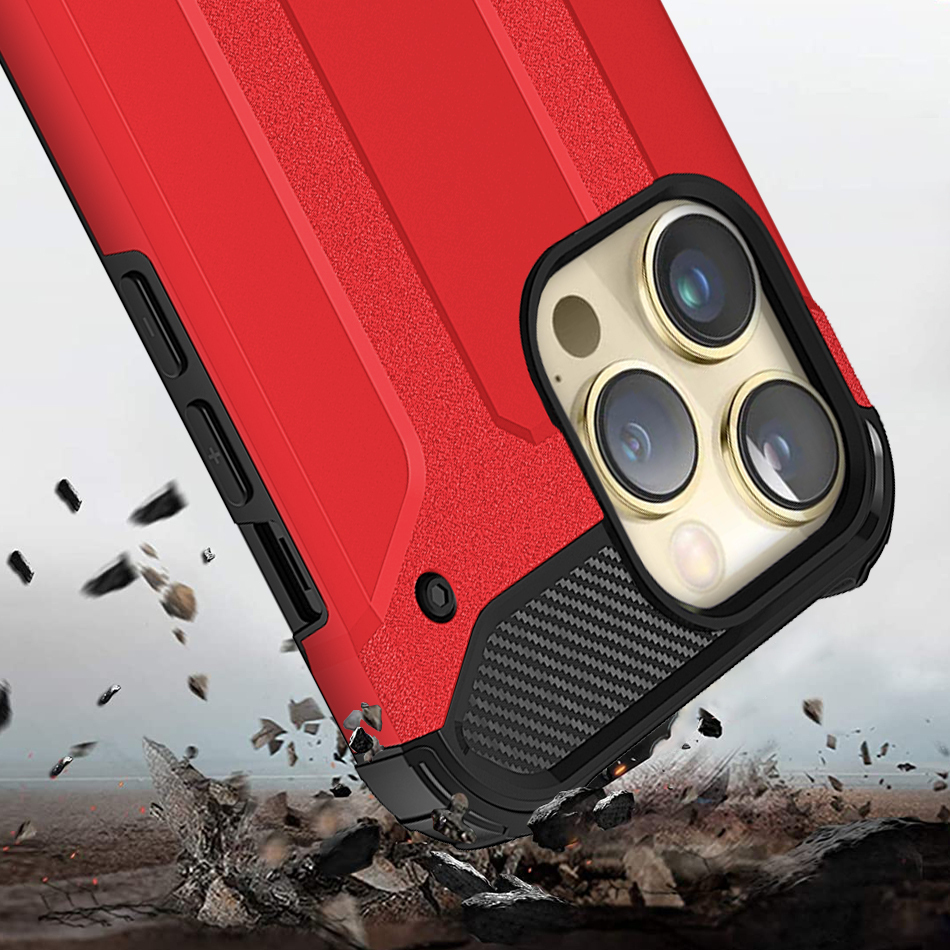Military Defender Shockproof Case for Apple iPhone 14 Pro (Red)