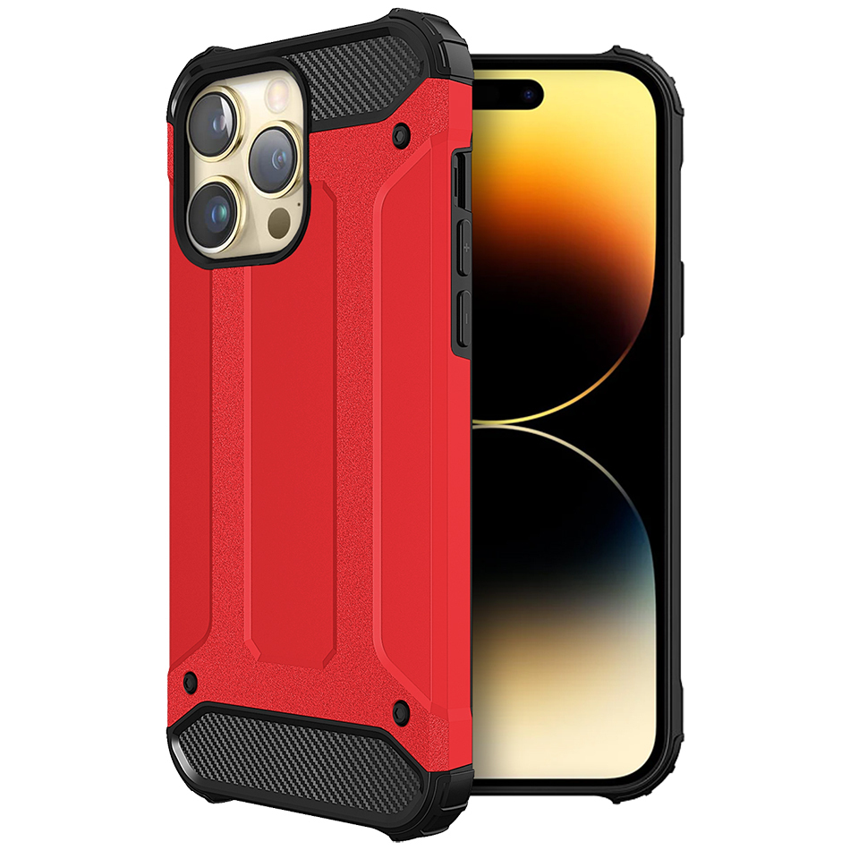 Military Defender Shockproof Case for Apple iPhone 14 Pro (Red)