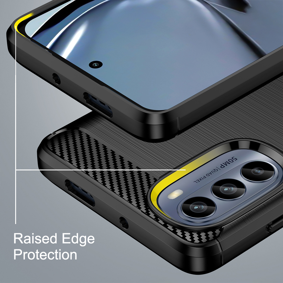 Flexi Slim Carbon Fibre Case for Motorola Moto G62 (Black)