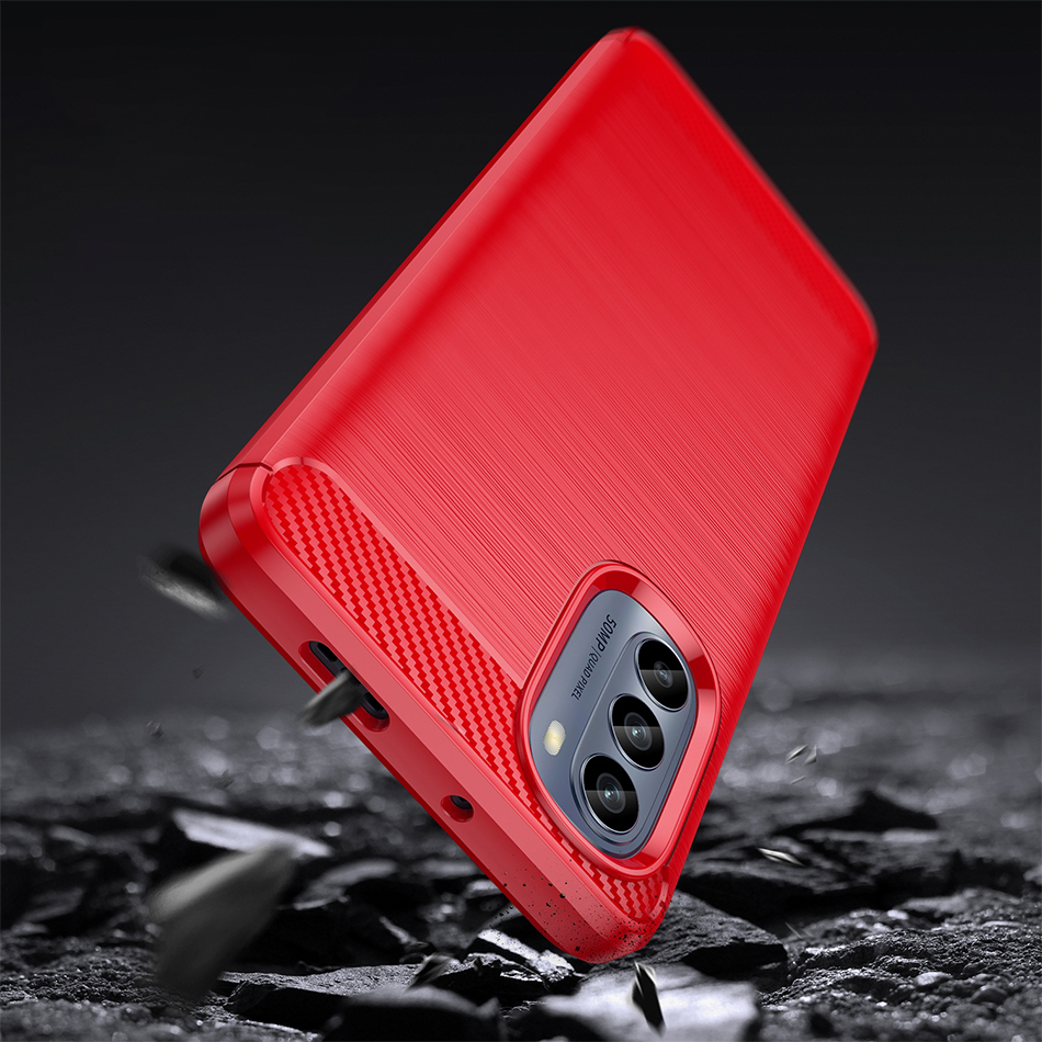 Flexi Slim Carbon Fibre Case for Motorola Moto G62 (Red)