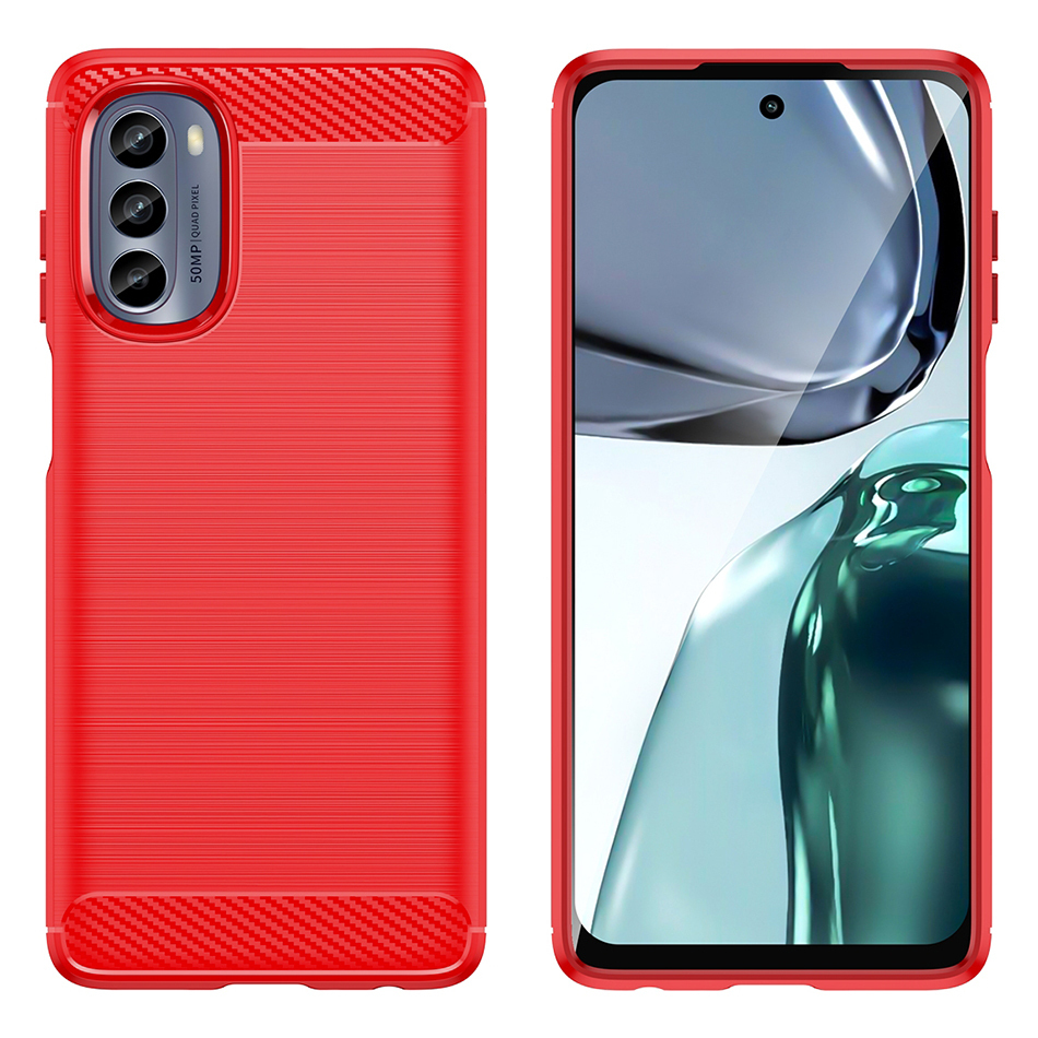 Flexi Slim Carbon Fibre Case for Motorola Moto G62 (Red)
