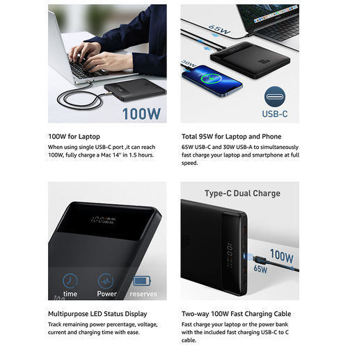Baseus Blade 20000mAh Power Bank / 100W USB Type-C (PD) Charger