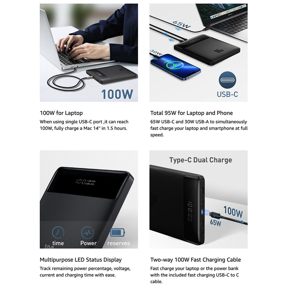 Baseus Blade 20000mAh Power Bank / 100W USB Type-C (PD) Charger Baseus Blade 20000mAh Power Bank / 100W USB Type-C (PD) Charger