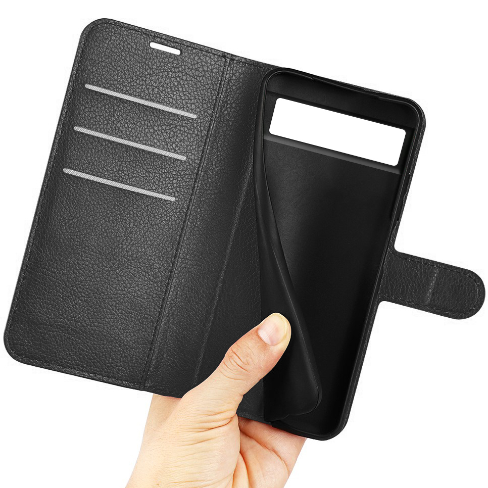 Leather Wallet Case for Google Pixel 7 Pro (Black)