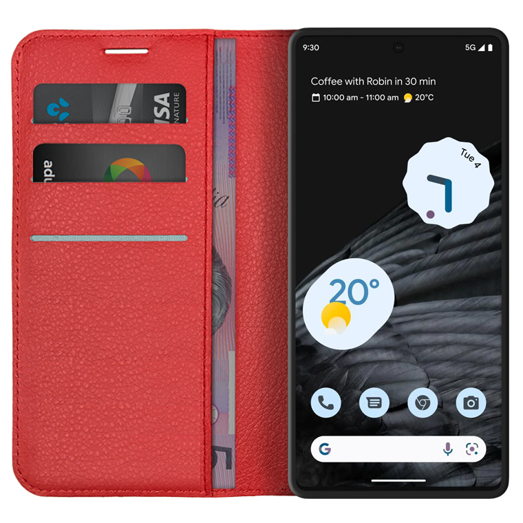 Leather Wallet Case for Google Pixel 7 Pro (Red)