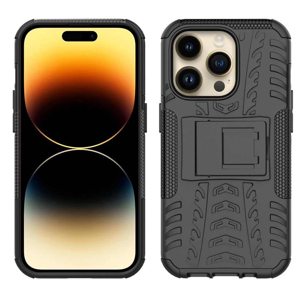 Dual Layer Rugged Tough Case for Apple iPhone 14 Pro (Black)