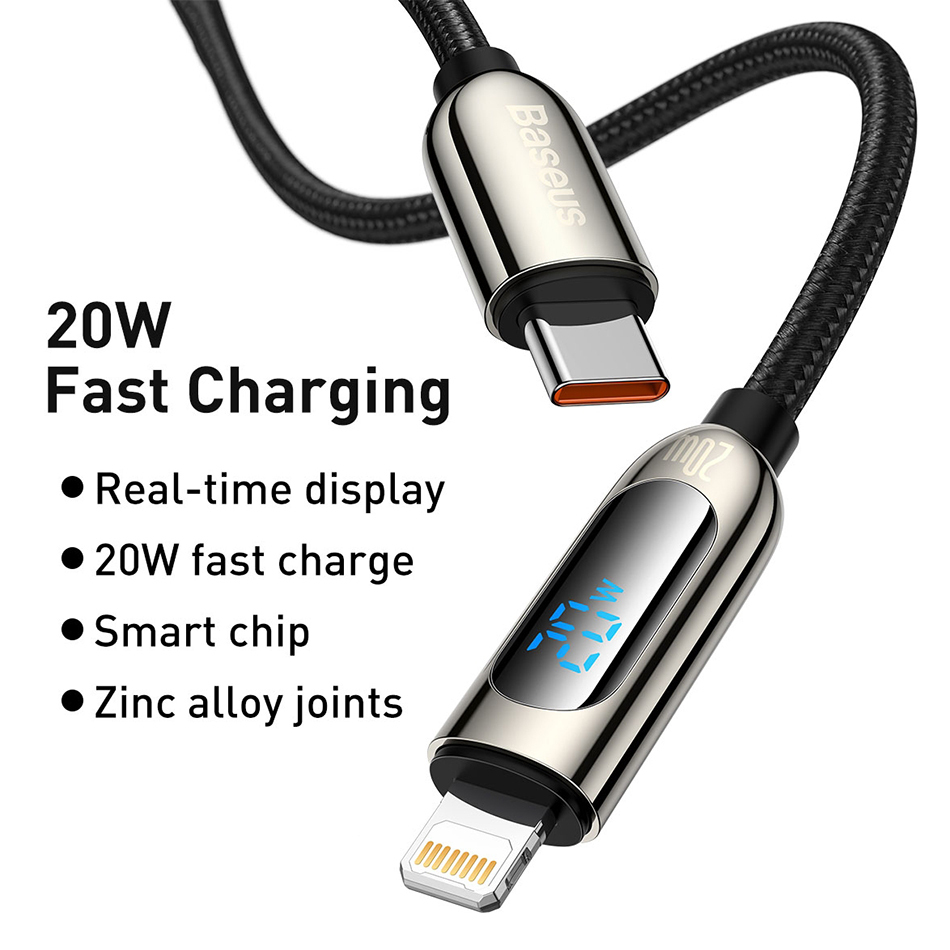 Baseus Power Display (20W) USB Type-C to Lightning Cable (1m)
