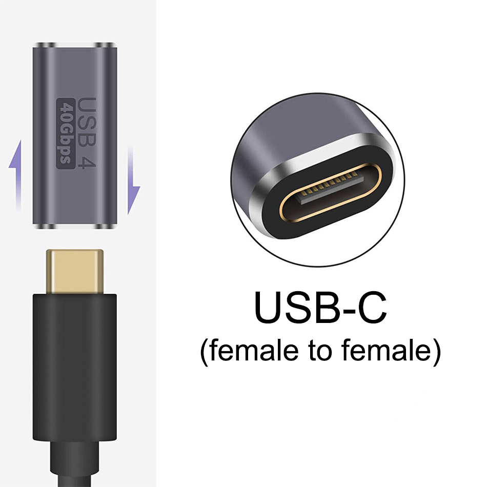 Female USB4 Type-C 100W Fast Charging / 40Gbps Data Adapter