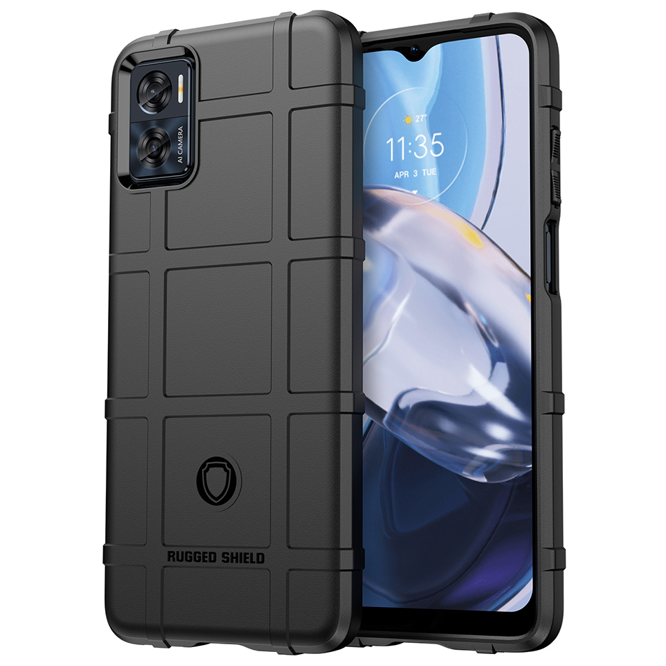 Grid Texture Shockproof Case for Motorola Moto E22i (Black)