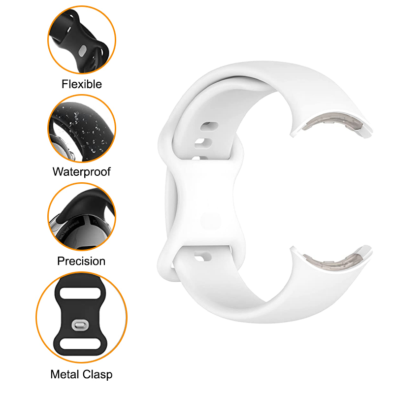 Sport Silicone Band Strap for Google Pixel Watch 3 (41mm) (White)