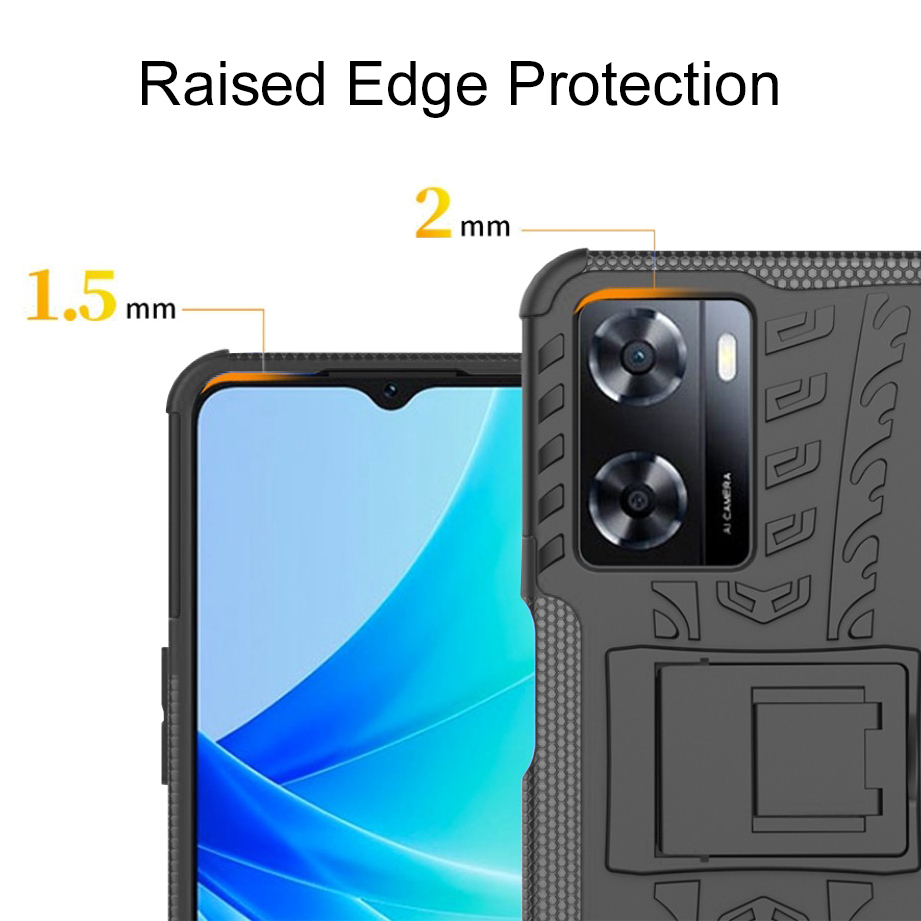 Dual Layer Rugged Tough Case for Oppo A57 4G (Black)