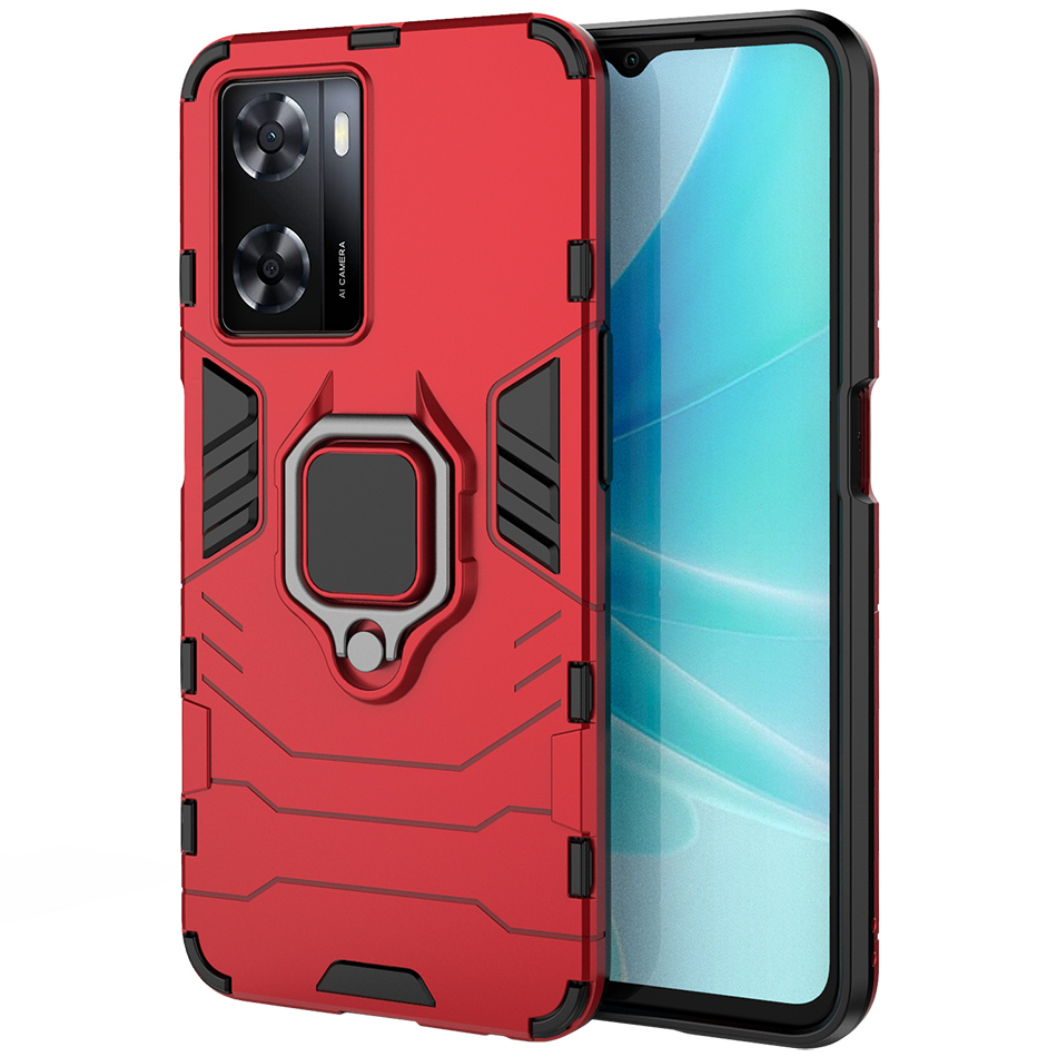 Slim Armour Shockproof Case Finger Ring for Oppo A57 4G (Red)
