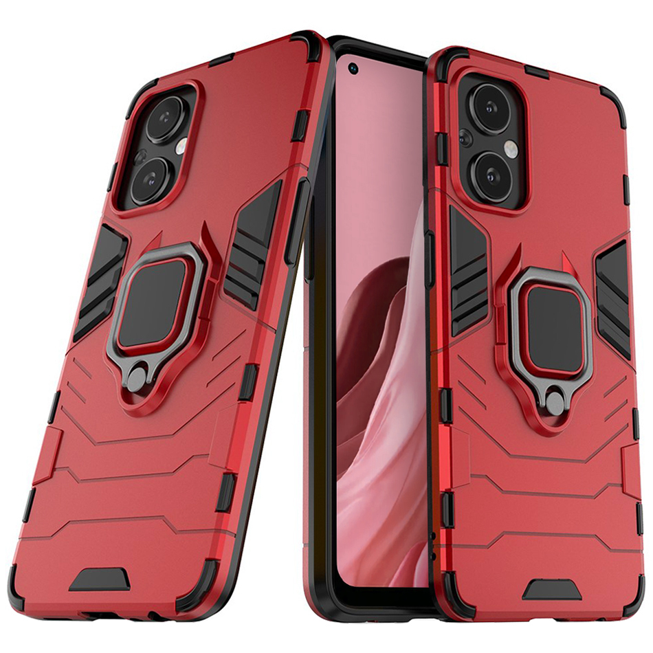 Slim Armour Shockproof Case Ring for Oppo Reno8 Lite (Red)