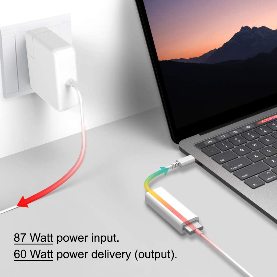 USB Type-C to MagSafe L-Tip / T-Tip Female Adapter for MacBook
