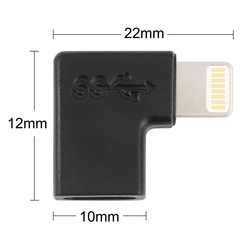 Right Angle USB Type-C Female Lightning Adapter for iPhone / iPad