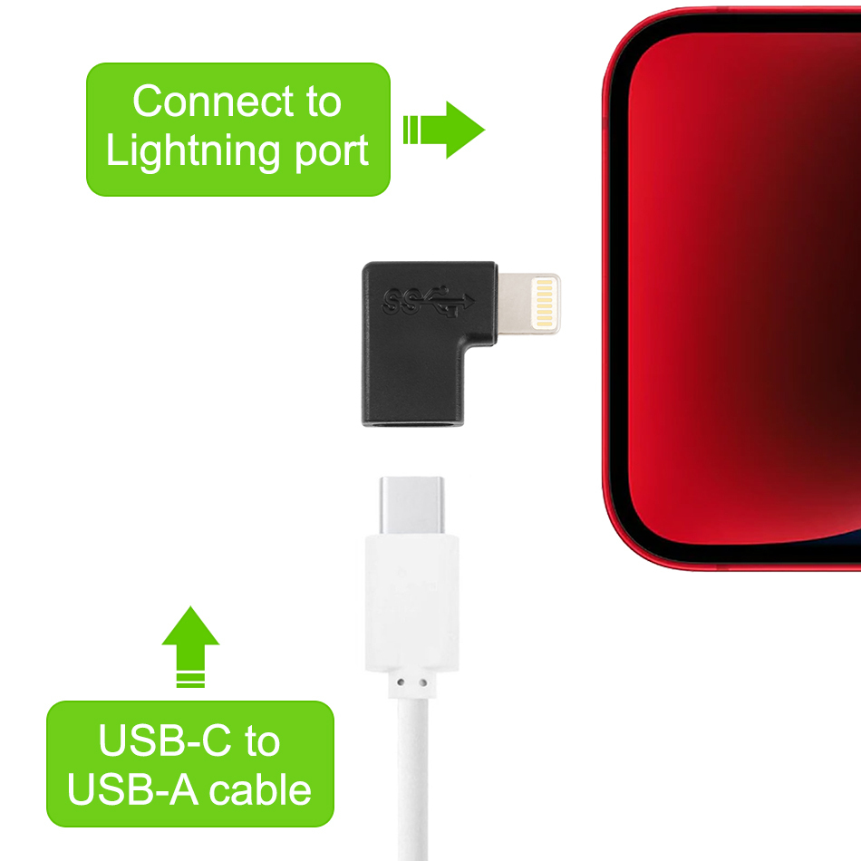 Right Angle USB Type-C Female Lightning Adapter for iPhone / iPad