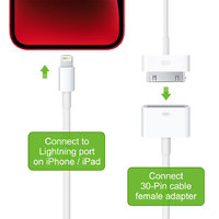 Lightning to 30-Pin Female Adapter Cable for Apple iPhone / iPad