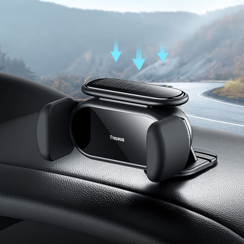 Baseus Solar Power Dashboard Car Mount / Auto-Clamp Phone Holder