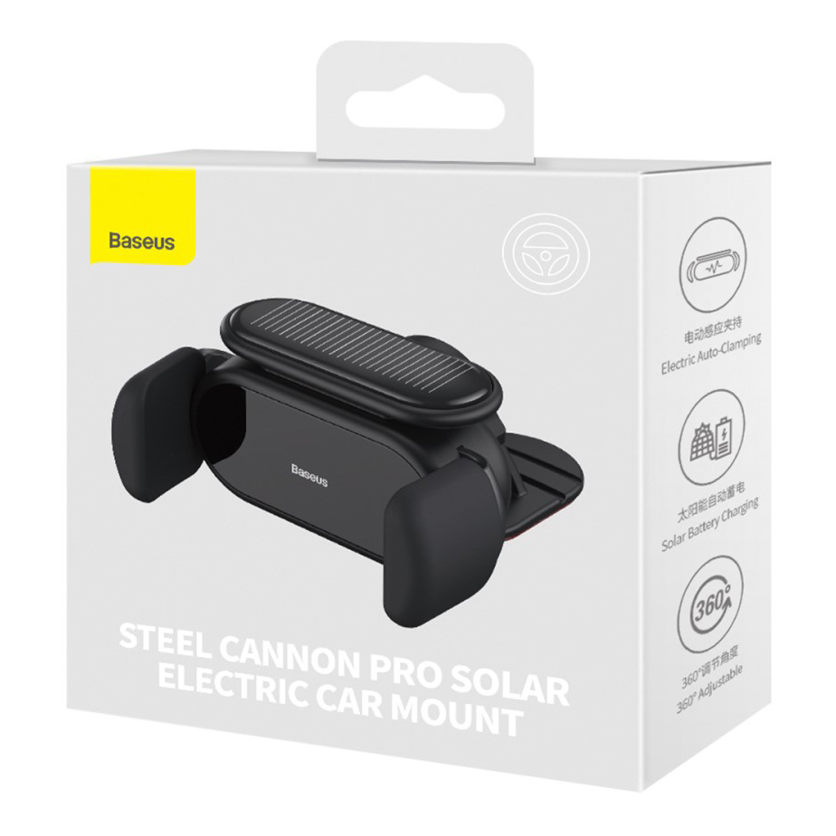 Baseus Solar Power Dashboard Car Mount / Auto-Clamp Phone Holder