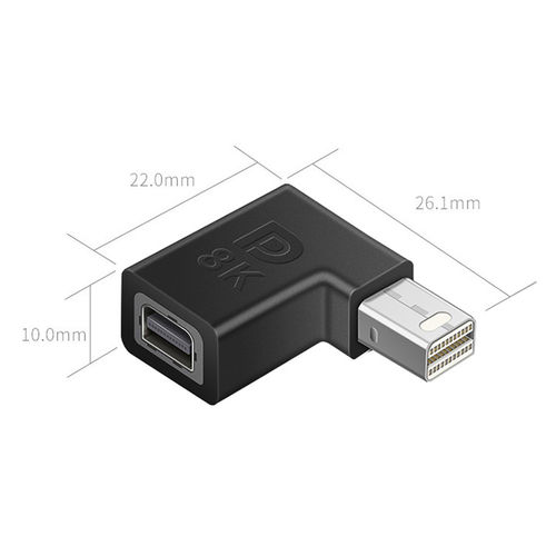 Right Angle Mini DisplayPort Male / Female Extender Adapter