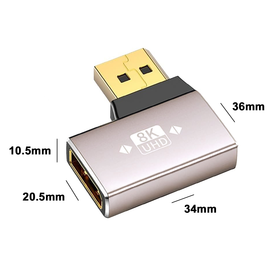 Right Angle DisplayPort Extender to Female Adapter