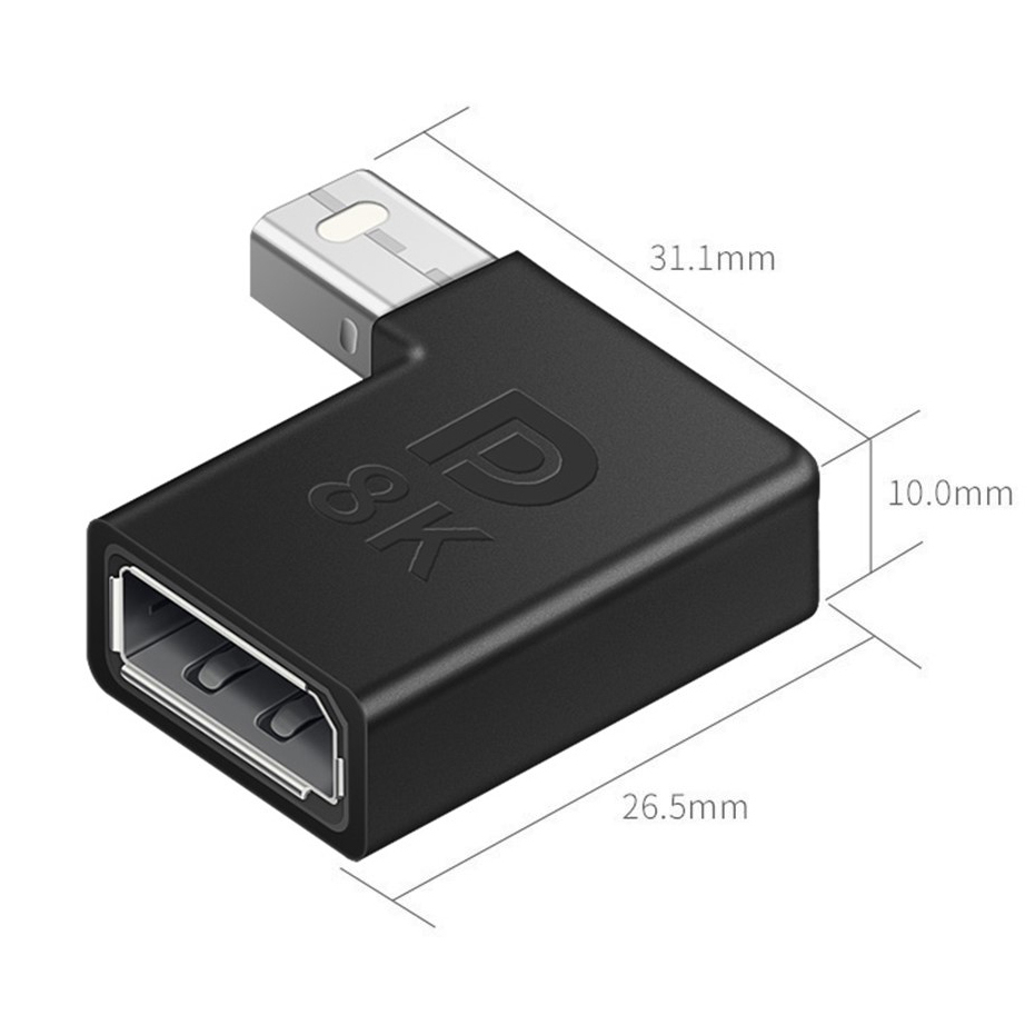 Right Angle Mini DisplayPort to DisplayPort (Female) Adapter