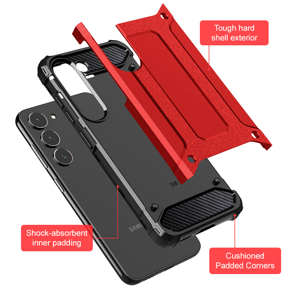 Military Defender Shockproof Case for Samsung Galaxy S23 (Red)