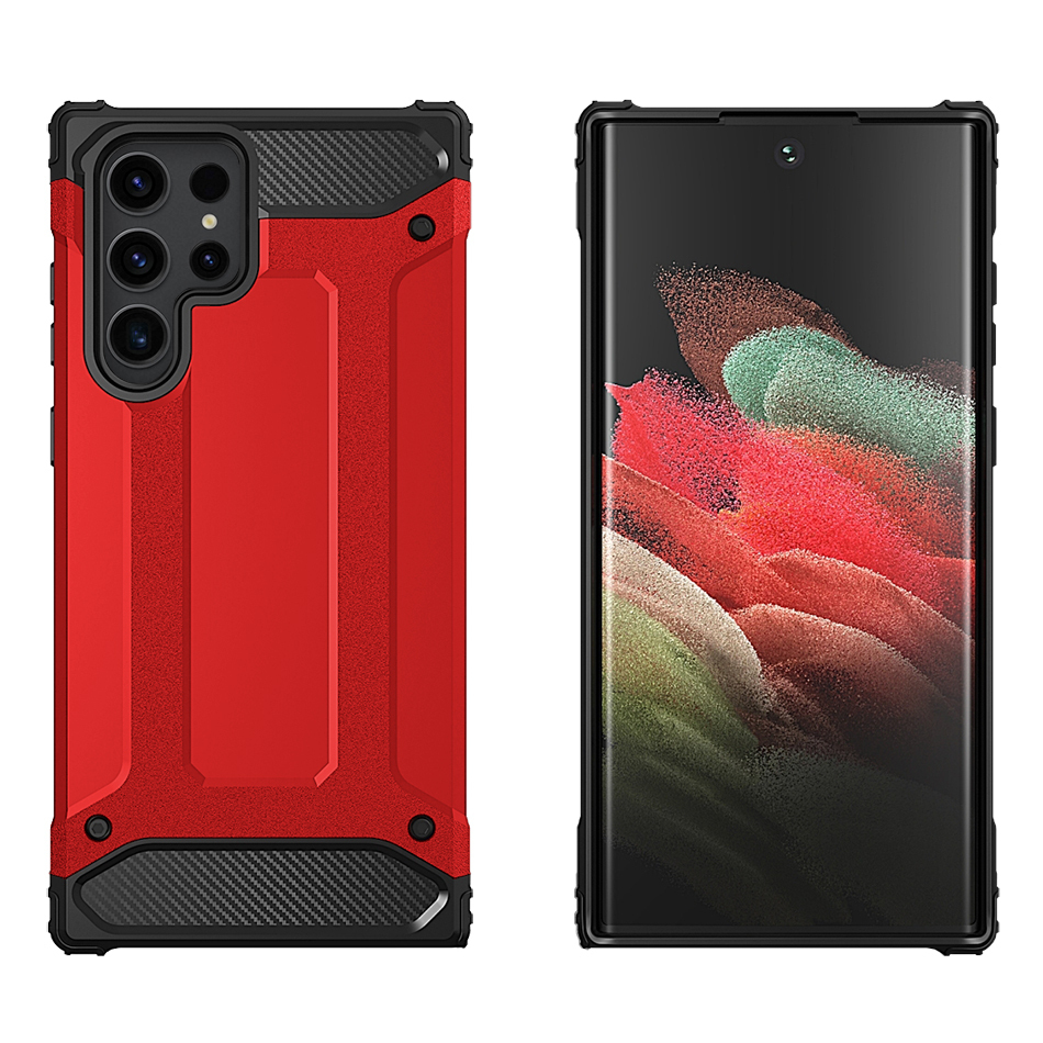 Military Defender Shockproof Case for Galaxy S23 Ultra (Red)