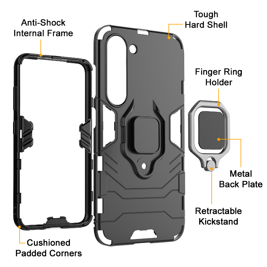 Slim Armour Shockproof Case Ring for Samsung Galaxy S23 (Black)