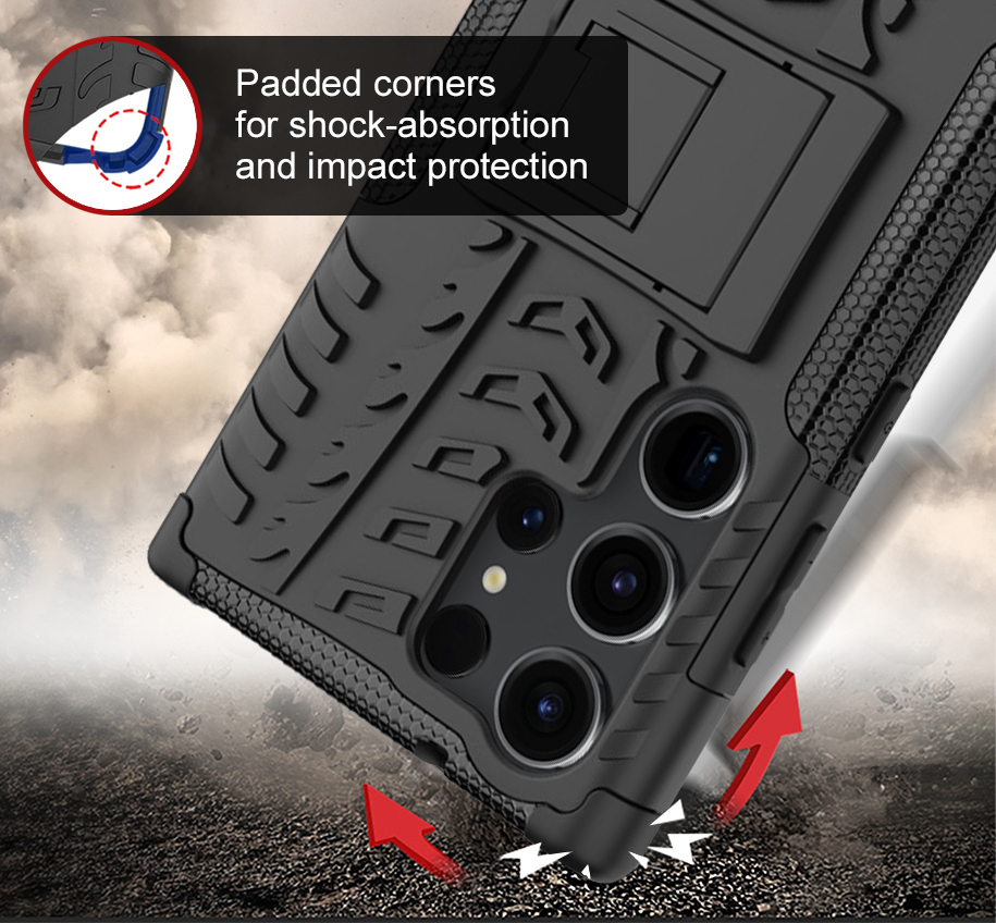 Dual Layer Rugged Case for Samsung Galaxy S23 Ultra (Black)