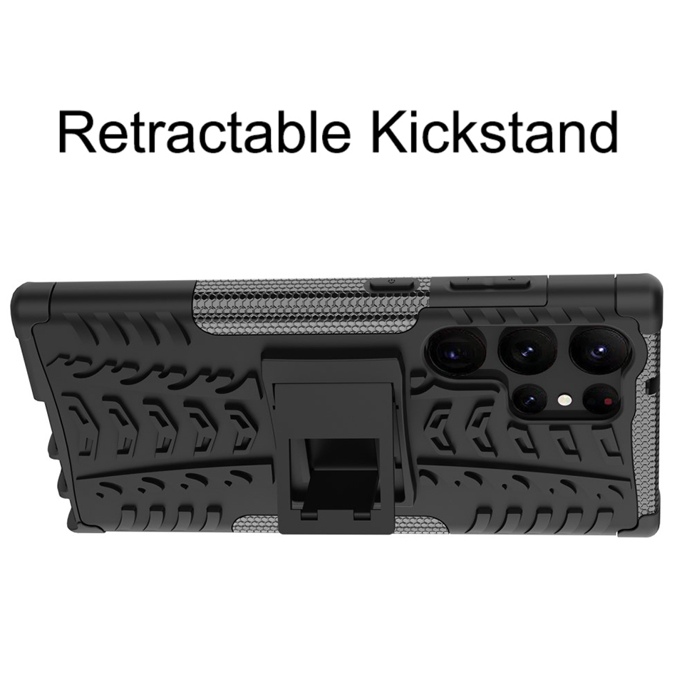 Dual Layer Rugged Case for Samsung Galaxy S23 Ultra (Black)