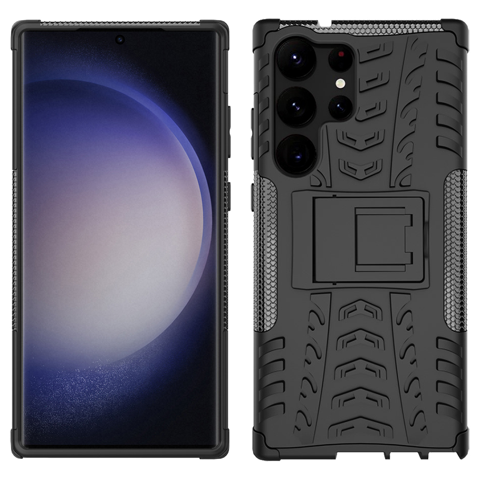 Dual Layer Rugged Case for Samsung Galaxy S23 Ultra (Black)